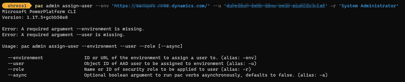pac admin assign-user doesn't work with alias · Issue #269 · microsoft/powerplatform-vscode · GitHub