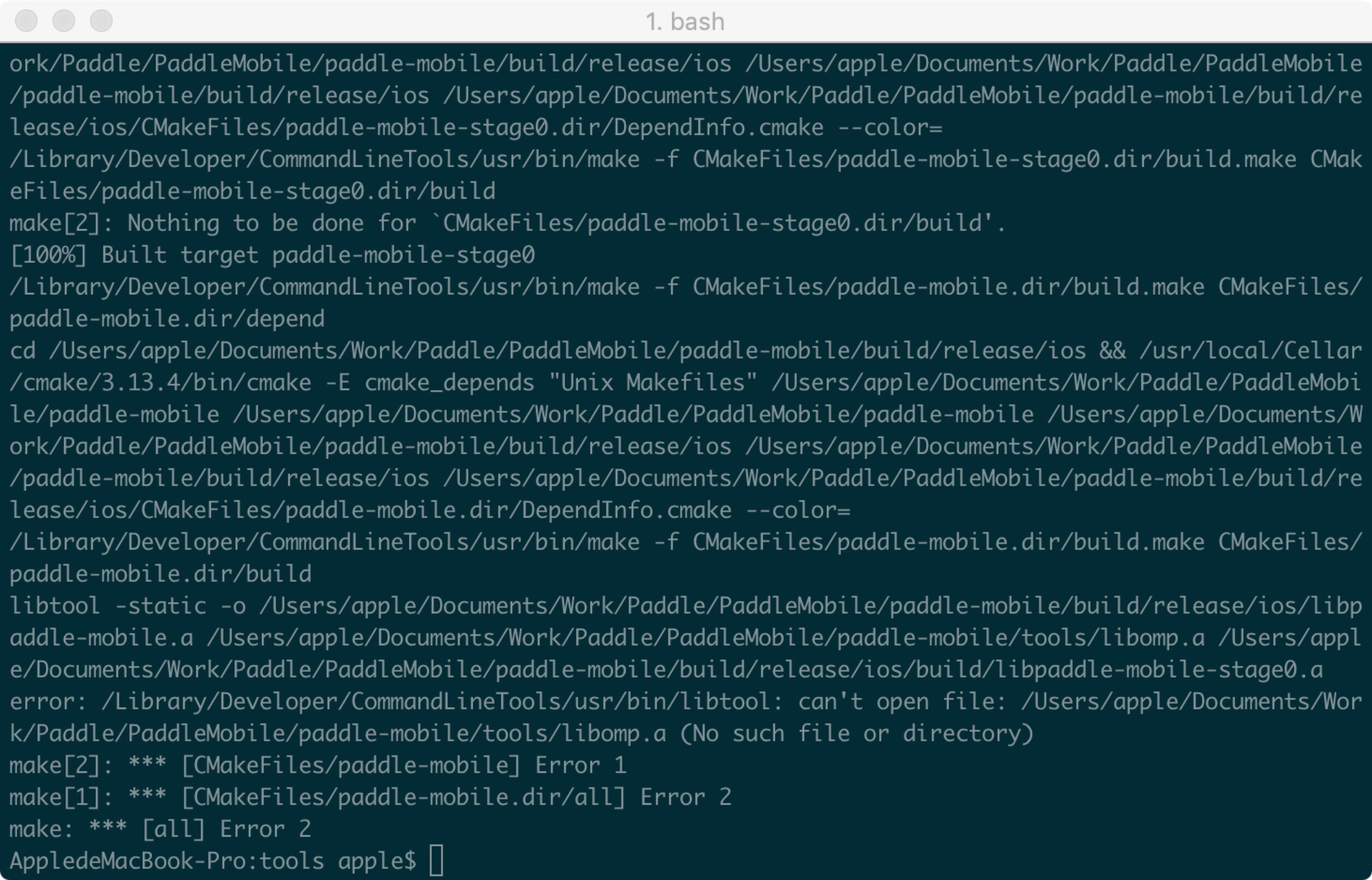 mac环境编译报错 · Issue #1452 · PaddlePaddle/Paddle-Lite · GitHub