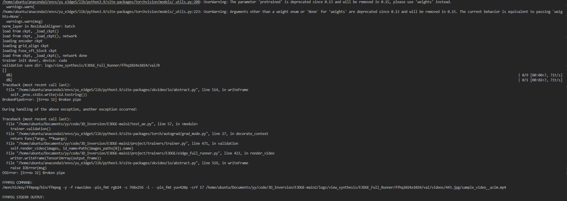 Broken pipe when using ffmpeg · Issue #4 · NIRVANALAN/CVPR23-E3DGE · GitHub