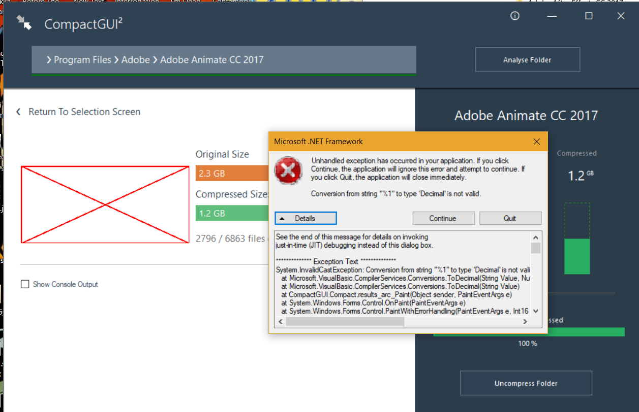 Net Framework error when Analyzing Adobe Animate · Issue #141 · IridiumIO/CompactGUI · GitHub