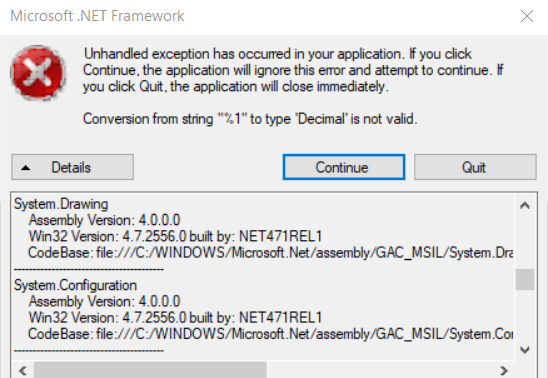 Conversion from string "%1" to type 'Decimal' is not valid. · Issue #160 · IridiumIO/CompactGUI ...