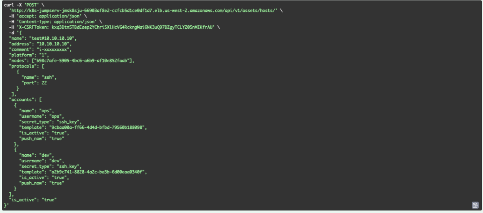 版本v3.7.1 调用创建服务器api资源报错，控制台api页面创建成功。 · Issue #11953 · jumpserver/jumpserver · GitHub