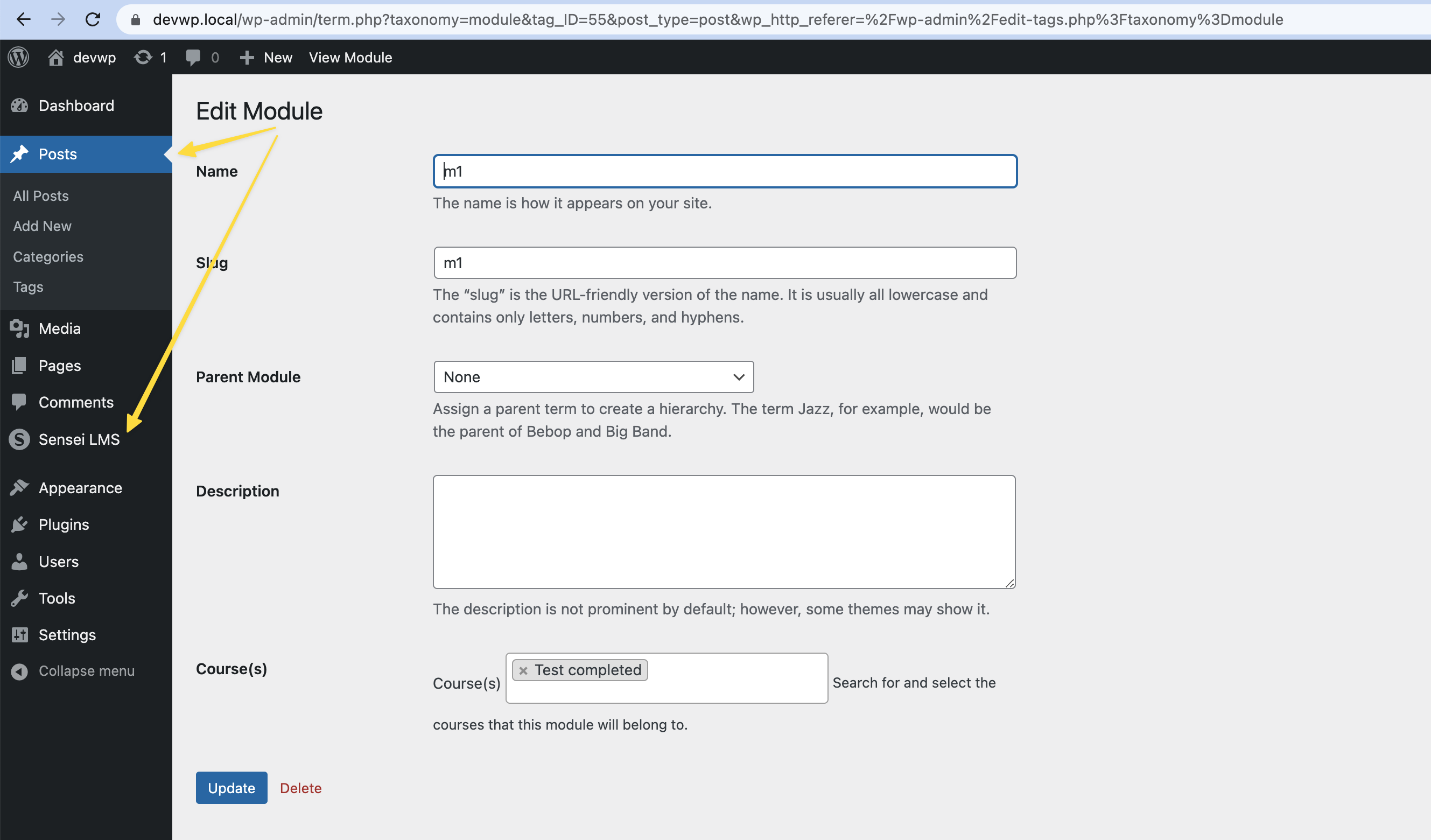 Incorrect menu item selected in the Module editor · Issue #5116 · Automattic/sensei · GitHub