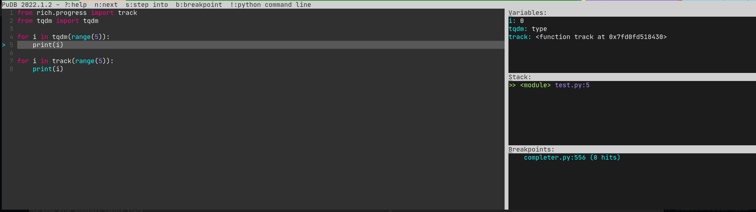 [BUG] When use pudb to debug, rich.progress.track will output incorrectly · Issue #2445 ...