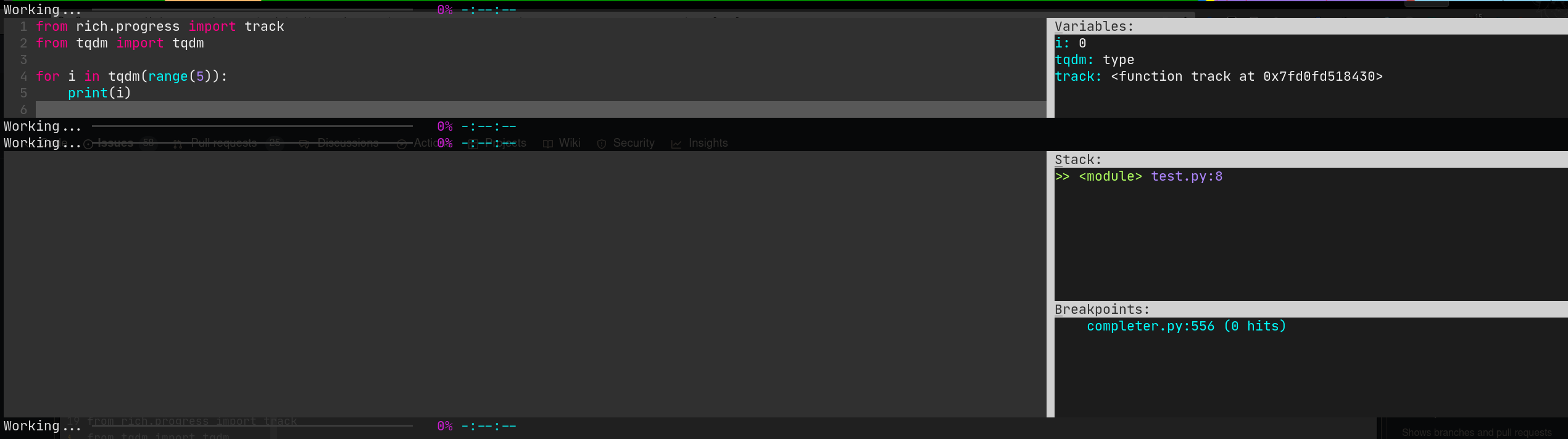 [BUG] When use pudb to debug, rich.progress.track will output incorrectly · Issue #2445 ...