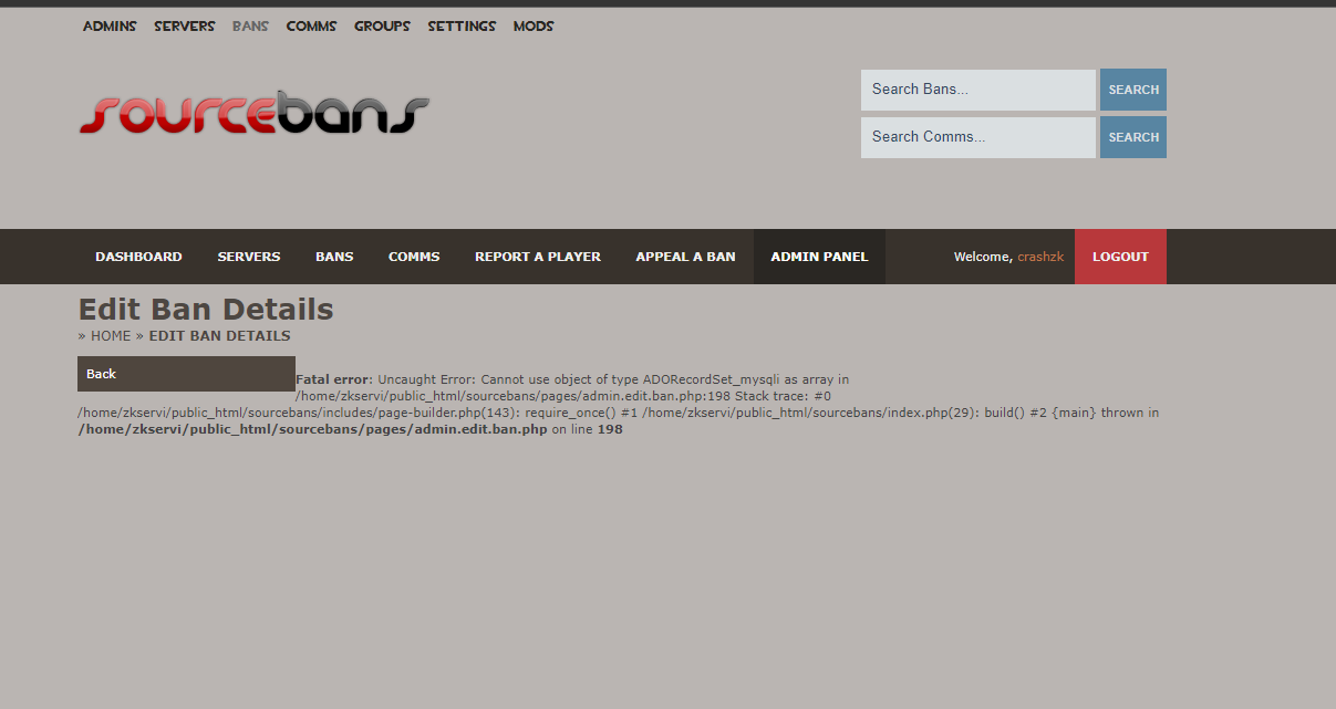 mysql database error editing bans · Issue #38 · aXenDeveloper/sourcebans-web-theme-fluent · GitHub