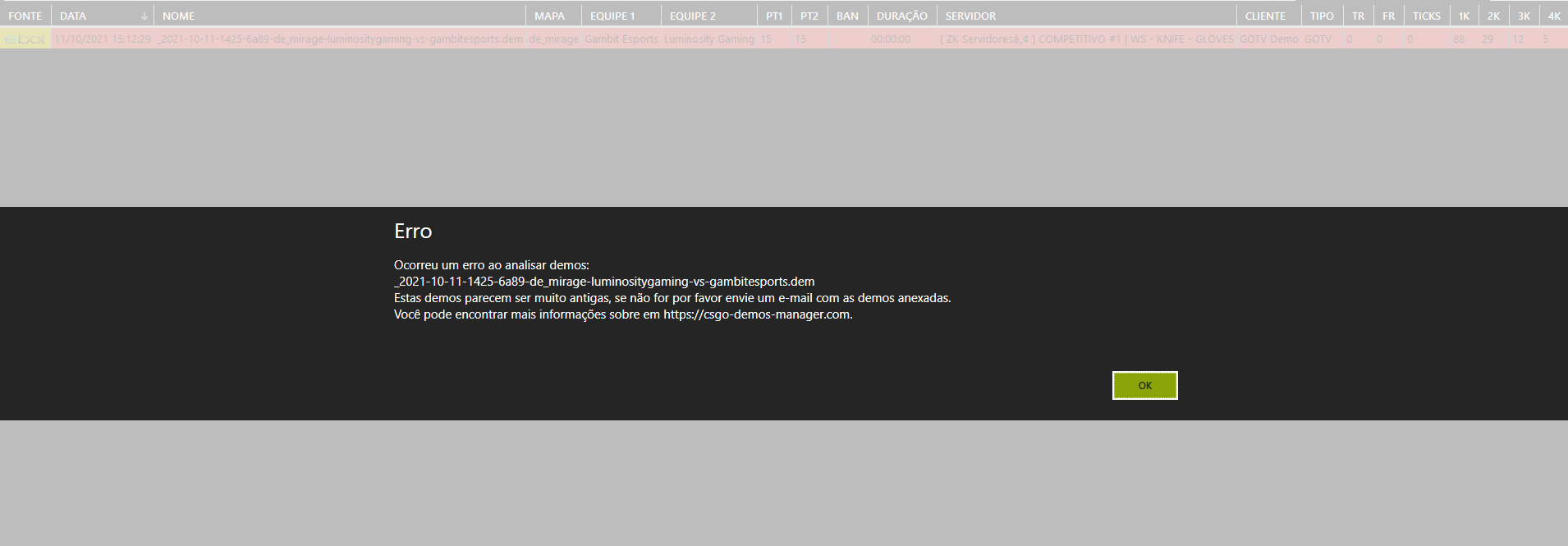 Demos that are not complete shows that they are too old when analyzing · Issue #537 · akiver/cs ...
