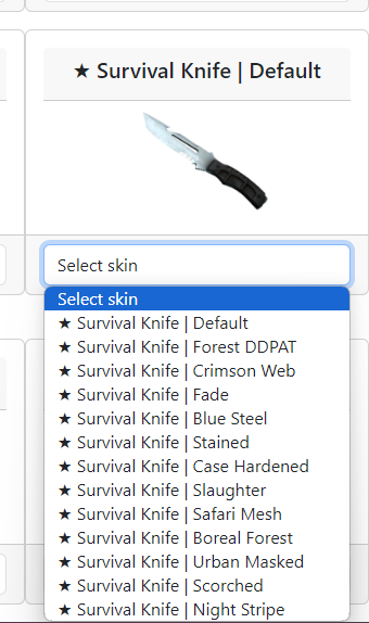 [BUG] Website option to Select Skin for the knife and weapons · Issue #49 · Nereziel/cs2 ...