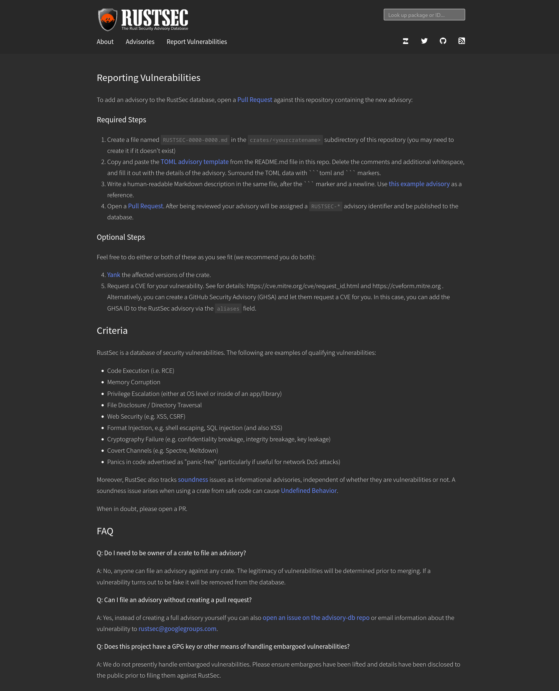 Present our .md in rustsec.org · Issue #669 · rustsec/rustsec · GitHub Present our .md in rustsec.org · Issue #669 · rustsec/rustsec · GitHub