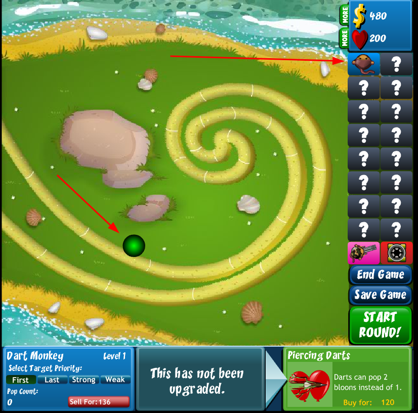 Planting a Tower in Bloons TD 4 Adds a Cool Green Circle (and no Tower ...