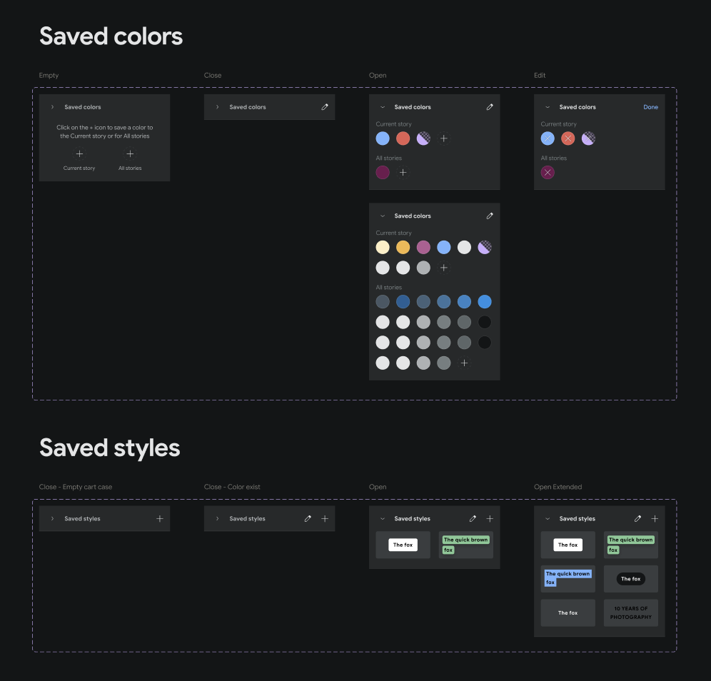 Redesign: Saved Styles / Saved colors · Issue #6471 · GoogleForCreators ...