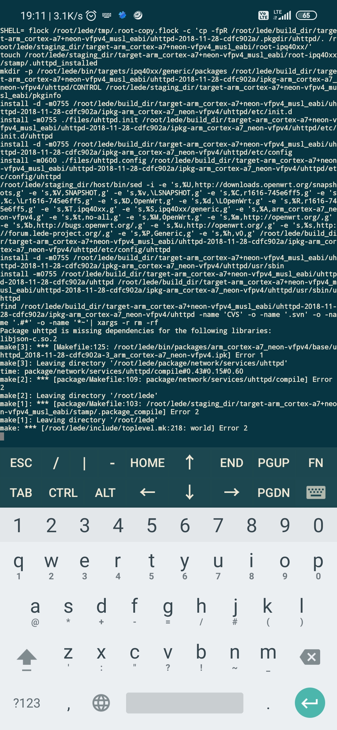 最新代码编译又有错 uhttpd缺libjson-c.so.2 · Issue #1917 · coolsnowwolf/lede · GitHub