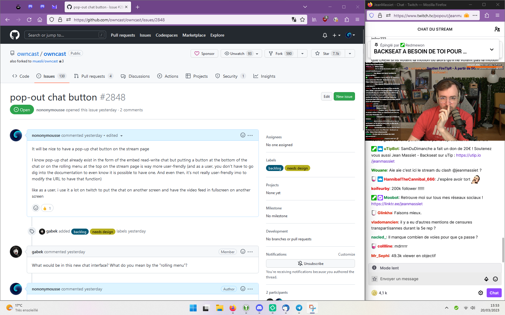 pop-out chat button · Issue #2848 · owncast/owncast · GitHub