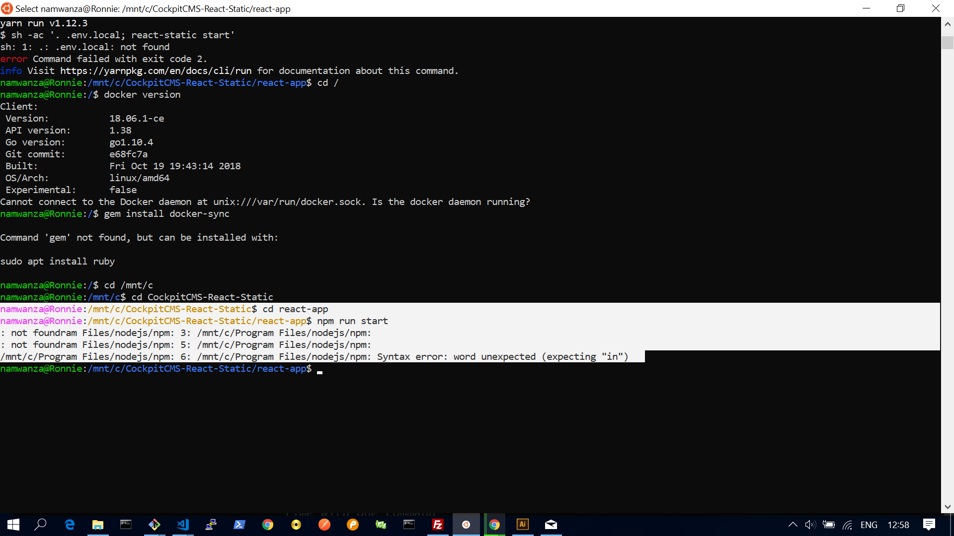 Unable To Start Server On Linux 18 4 Lts In Cockpitcms React Static React App Example · Issue 2