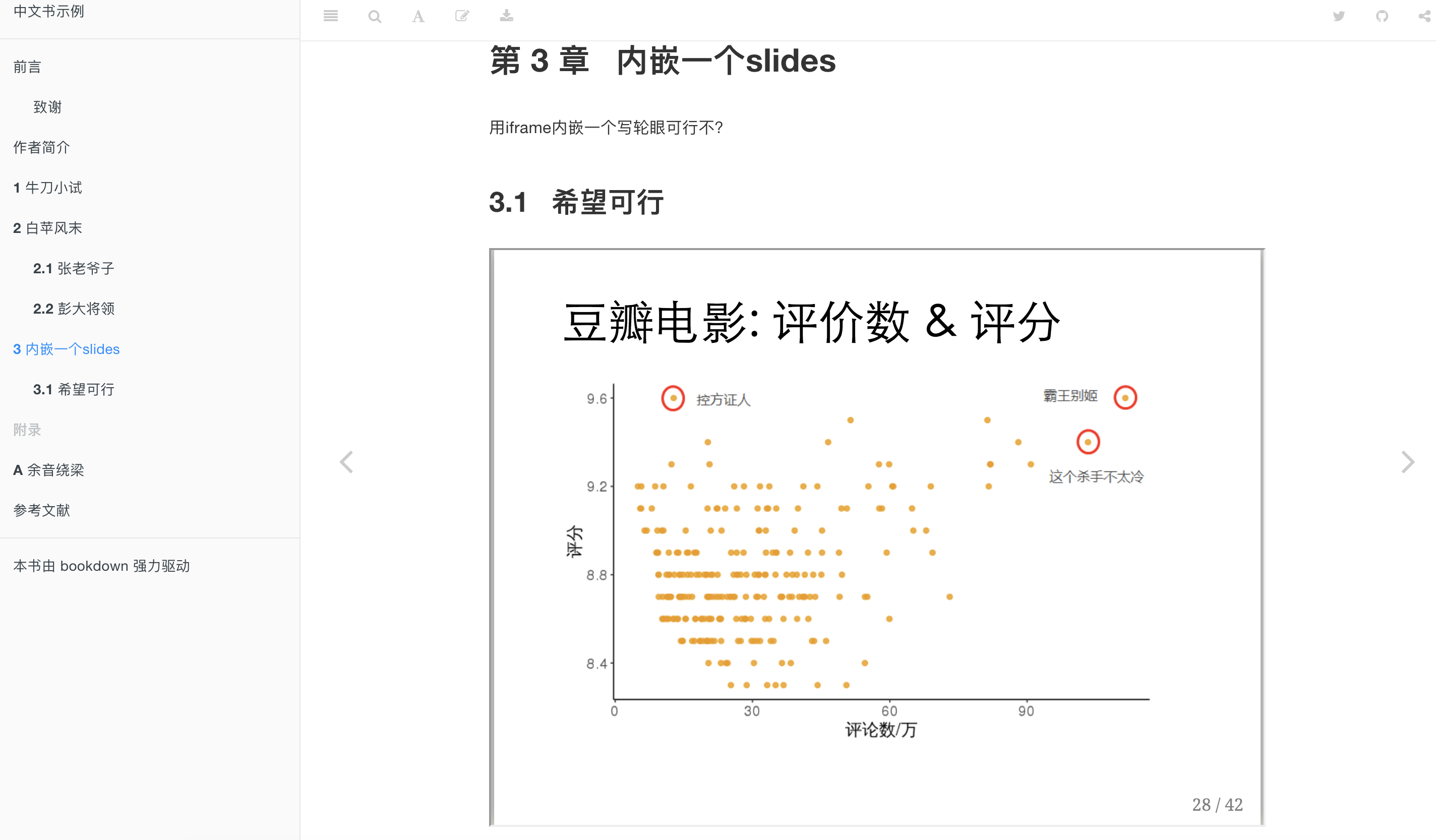 Is it possible to insert a xaringan slides as a chapter in bookdown? · Issue #625 · rstudio ...