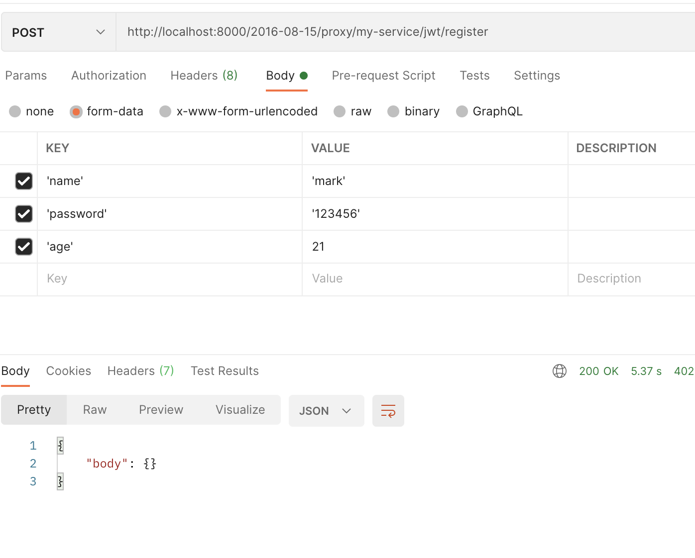 使用 Webserverlessfc Express 来将函数计算的请求转发给 Expressjs 应用 用postman Post