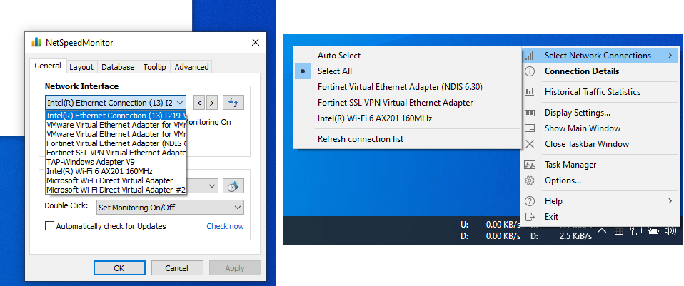 Cannot select Intel Ethernet network connection · Issue #1435 · zhongyang219/TrafficMonitor · GitHub