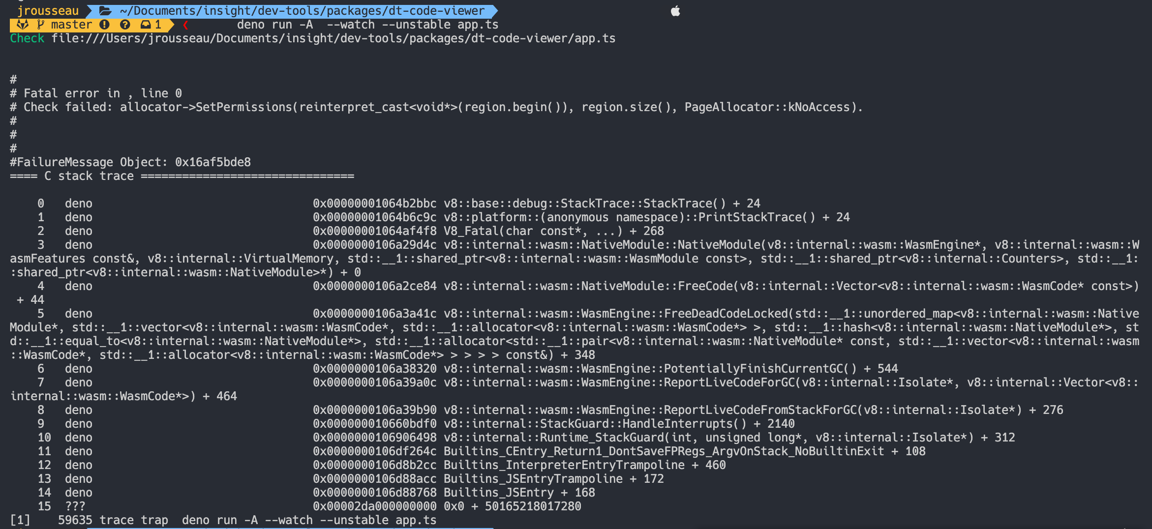 macOS 11.2: Fatal error `Check failed: allocator->SetPermissions · Issue #9421 · denoland/deno ...