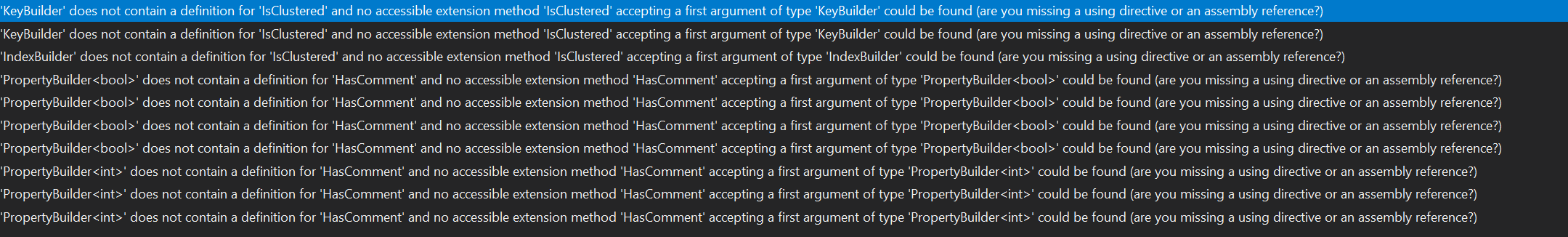 Autogenerated code is using methods not supported · Issue #556 · ErikEJ/EFCorePowerTools · GitHub