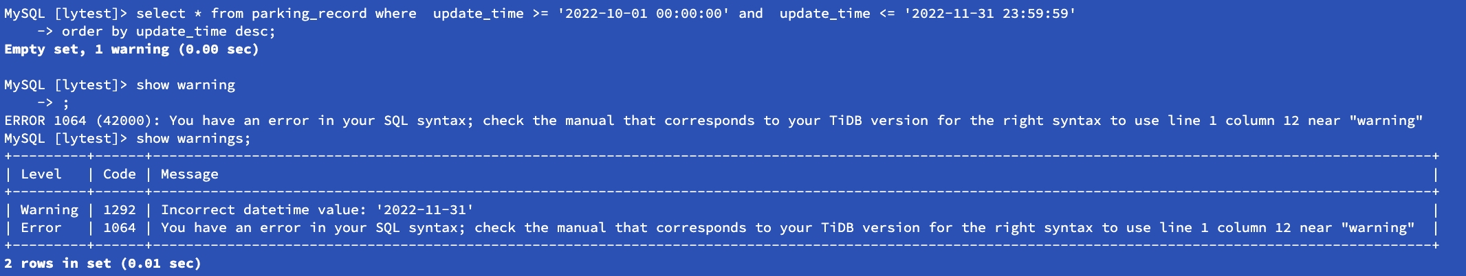 TiDB handles Incorrect datetime values differently from MySQL's behavior · Issue #41532 ...