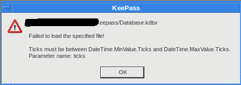 keepass-2.47: Ticks must be between DateTime.MinValue.Ticks and DateTime.MaxValue.Ticks ...