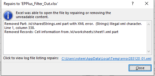 Filter out invalid xml characters · Issue #340 · EPPlusSoftware/EPPlus · GitHub