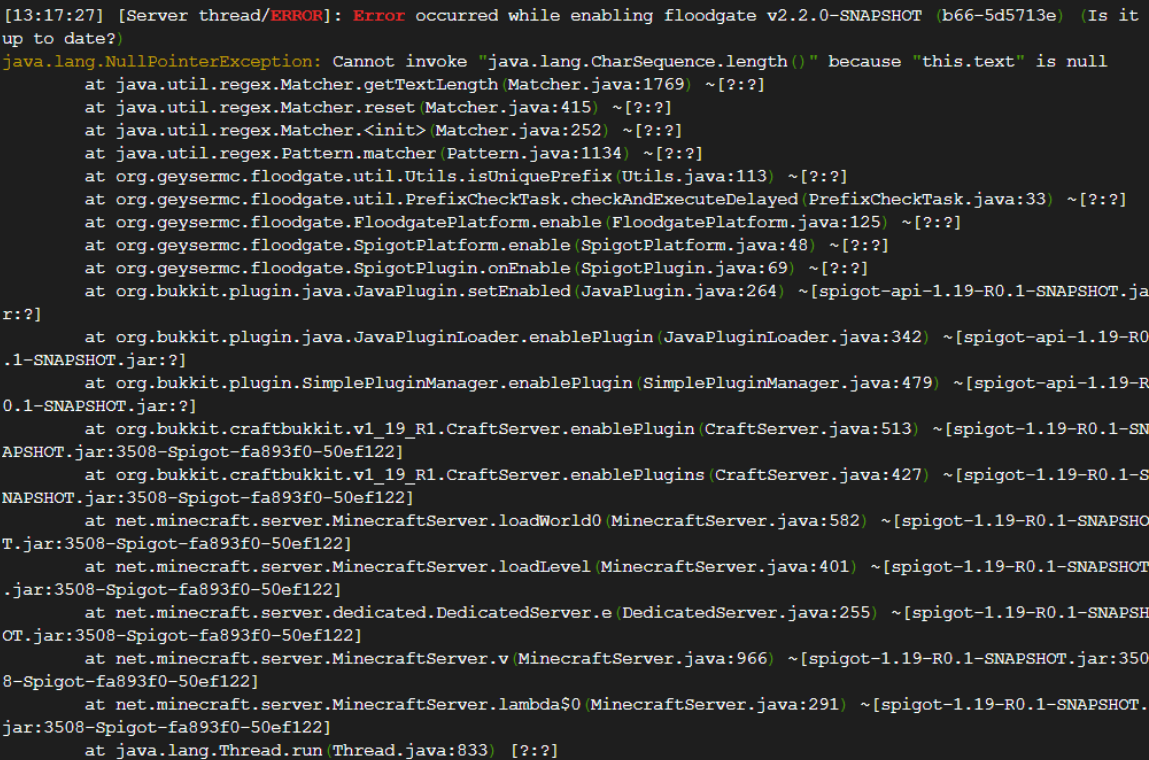 Cannot be used in Spigot/Paper/Purpur 1.19 · Issue #315 · GeyserMC/Floodgate · GitHub
