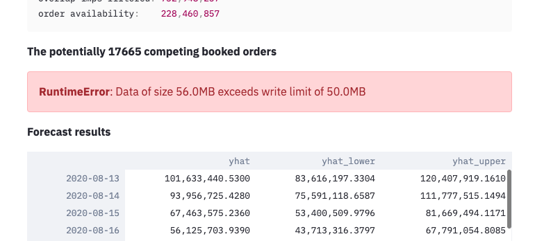 RuntimeError: Data of size 82.1MB exceeds write limit of 50.0MB - CSV File Download Issues ...