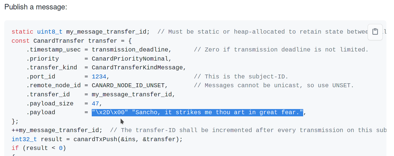 Examples given in the README should use Nunavut-generated types · Issue ...