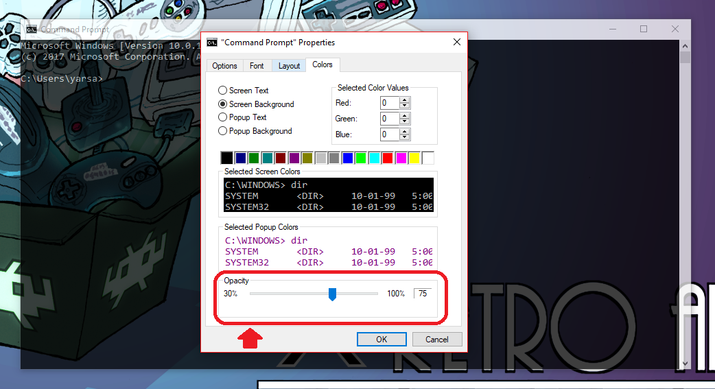 [Feature Request] Add option for opacity to the RetroArch window ...