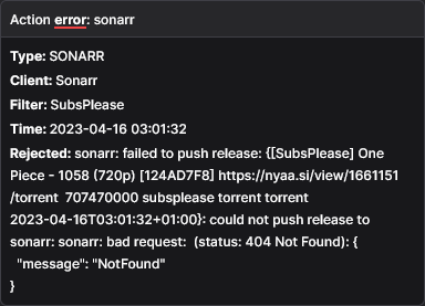 SubsPlease indexer with Sonarr returns 404 for all releases · Issue #849 · autobrr/autobrr · GitHub