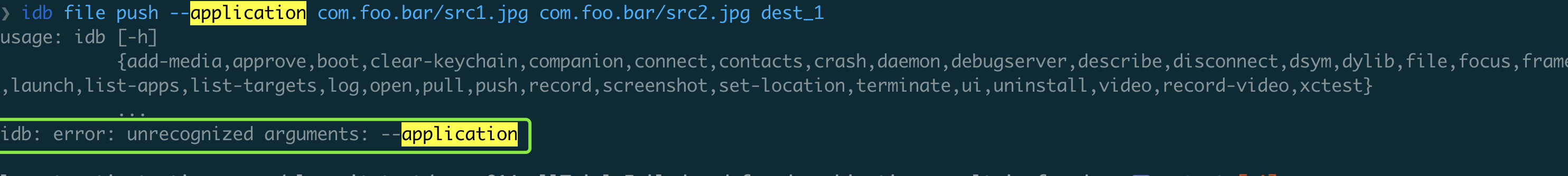 idb: error: unrecognized arguments: --application · Issue #785 · facebook/idb · GitHub