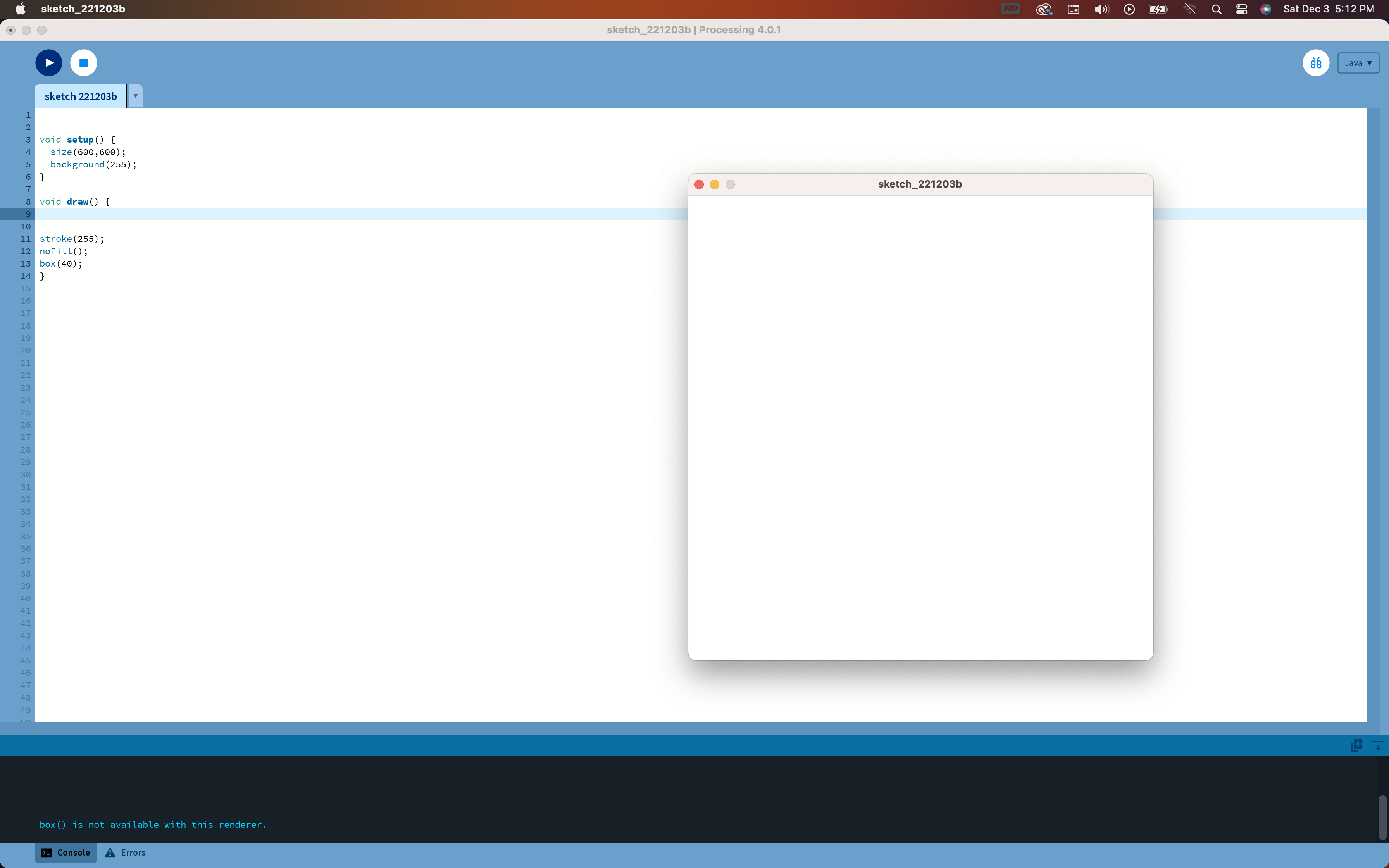 Sketch Window Isnt Displaying After I Input The Parameter P3d To The Size Function