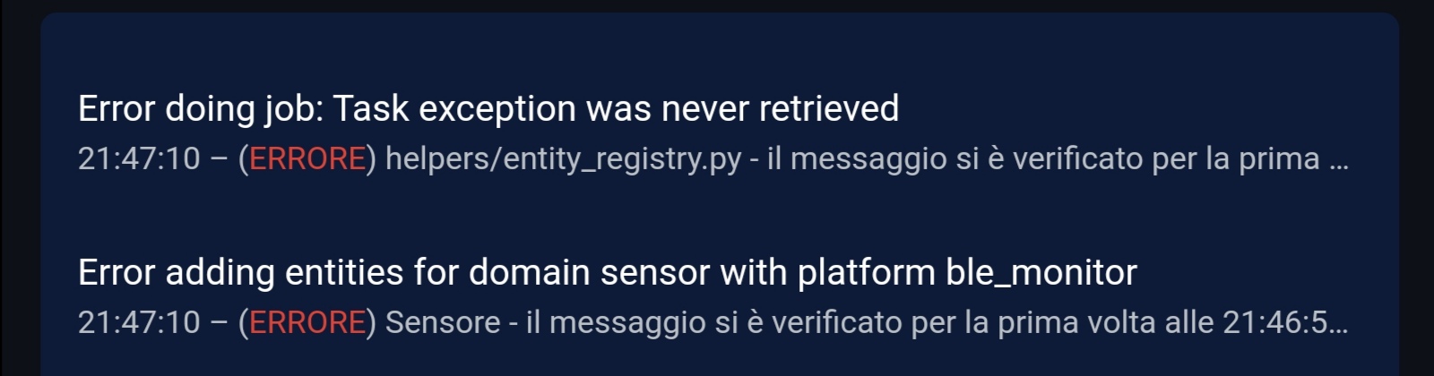 [Bug]: Error adding entities for domain sensor with platform ble_monitor · Issue #857 · custom ...