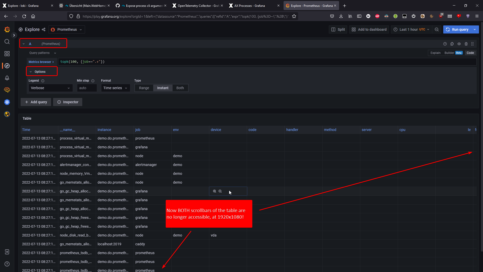 Table Scrollbars not always usable · Issue #52136 · grafana/grafana · GitHub