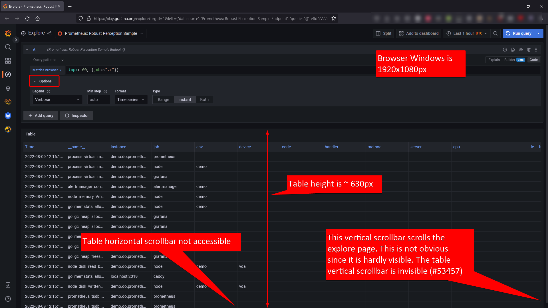 Table Scrollbars not always usable · Issue #52136 · grafana/grafana · GitHub