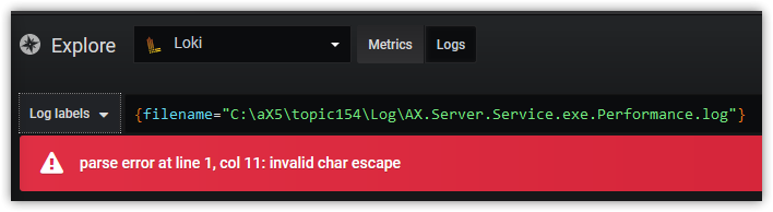 Explore errored when label contains unescaped "\" · Issue #20869 ...