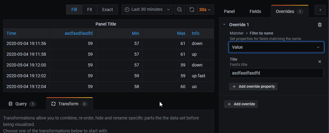 Field Override Title does not work on Table Time Column · Issue #24245 ...