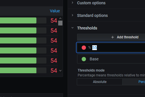 Table Panel Gradient Gauge Color incorrect for Percentage Threshold · Issue #25026 · grafana ...