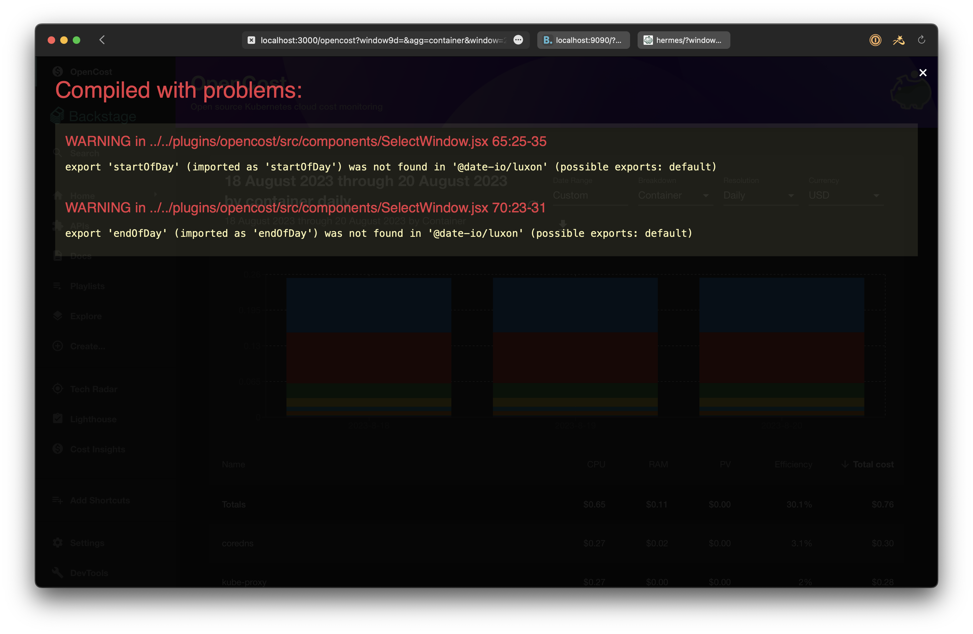 🐛 Bug Report New Opencost Plugin Is Broken With A Broken Date Picker