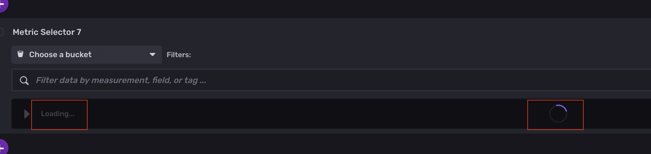 Notebooks - Adding an additional Metric Selector displays "Loading..." and spinning icon before ...