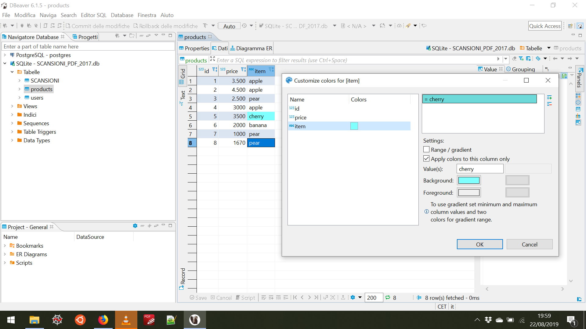 Add options (toolbar) to format rows - cells into the Browse Data tab (colours etc) · Issue ...