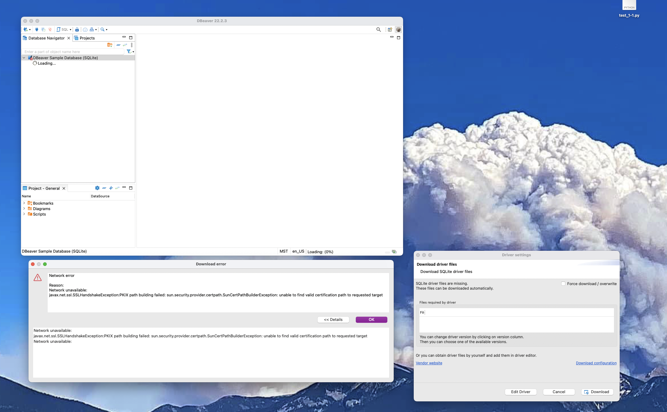Installed a new version of Dbeaver and am getting a Java.net.ssl.SSLHandshakeException:PKICK ...
