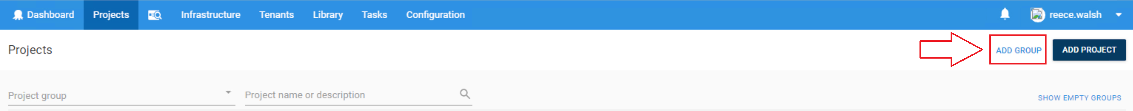 Empty Project Groups not appearing in Projects area using `Show Empty Groups` filter · Issue ...
