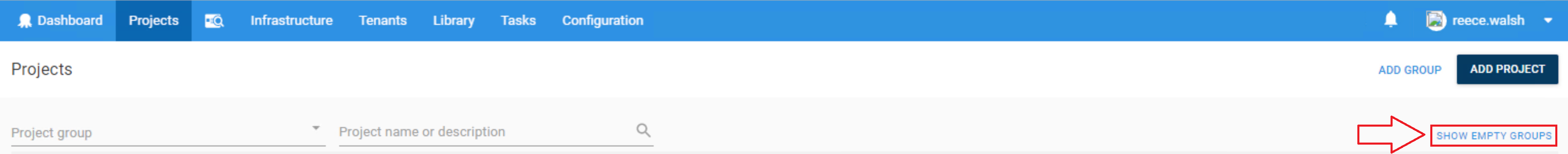 Empty Project Groups not appearing in Projects area using `Show Empty Groups` filter · Issue ...