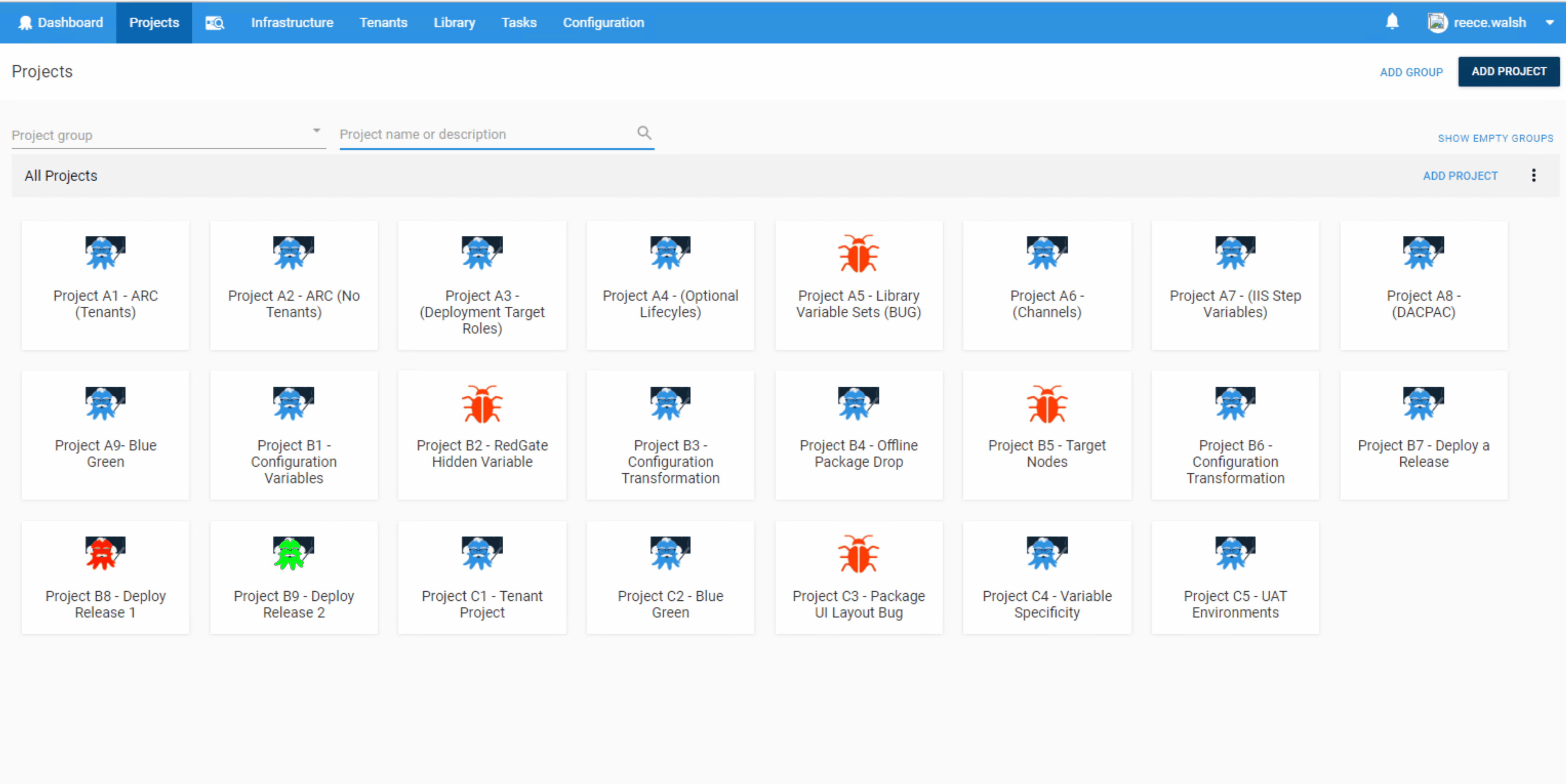 Empty Project Groups not appearing in Projects area using `Show Empty ...