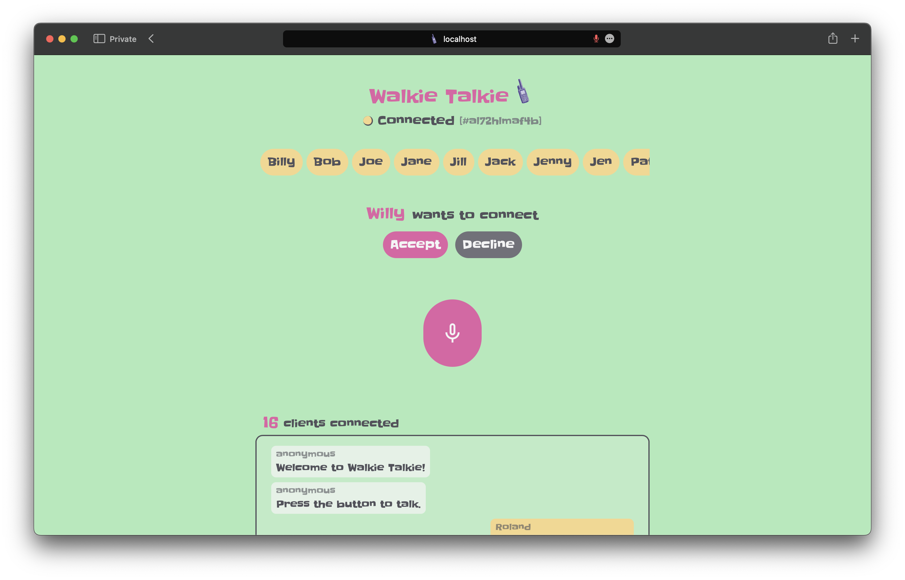 GitHub - Kajatin/walkie-talkie: A simple WebRTC based walkie talkie app ...