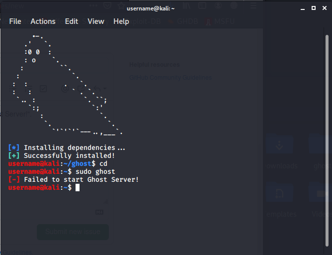 Failed to start Ghost Server! · Issue #141 · EntySec/Ghost · GitHub