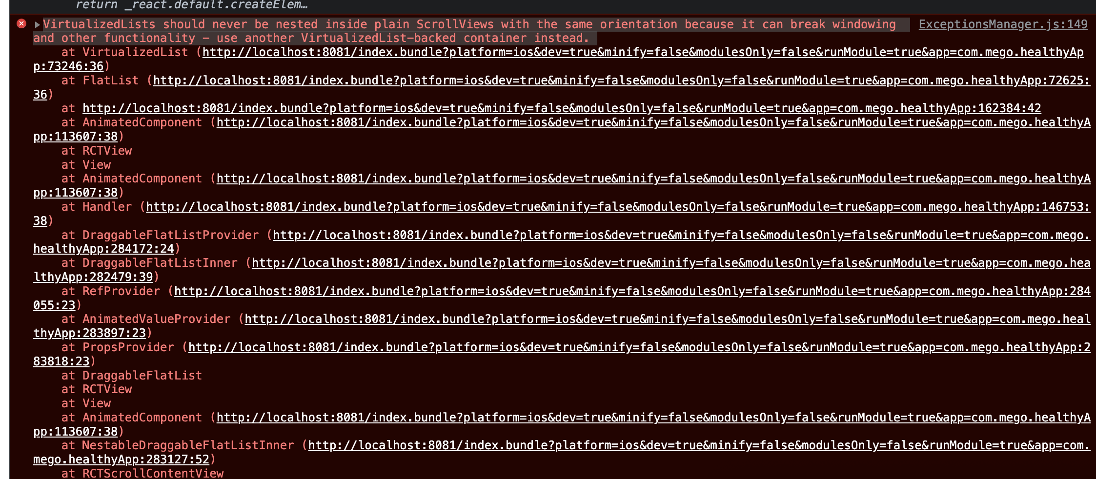 VirtualizedLists Should Never Be Nested Inside Plain ScrollViews With 