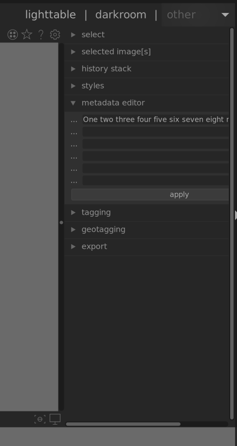 Entering long strings in the metadata editor expands the entire right sidebar. · Issue #9172 ...